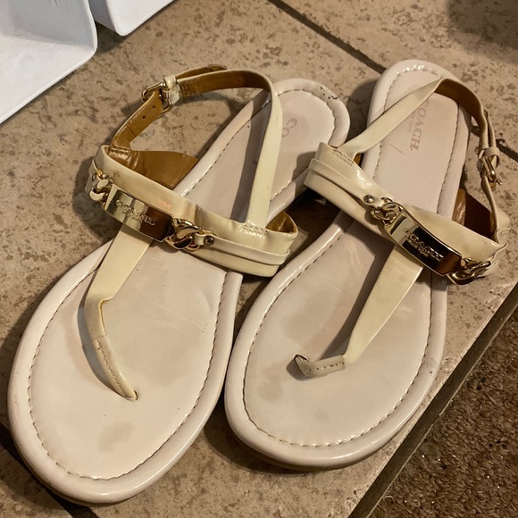 Coach | Shoes | Cream Coach Sandals | Poshmark
